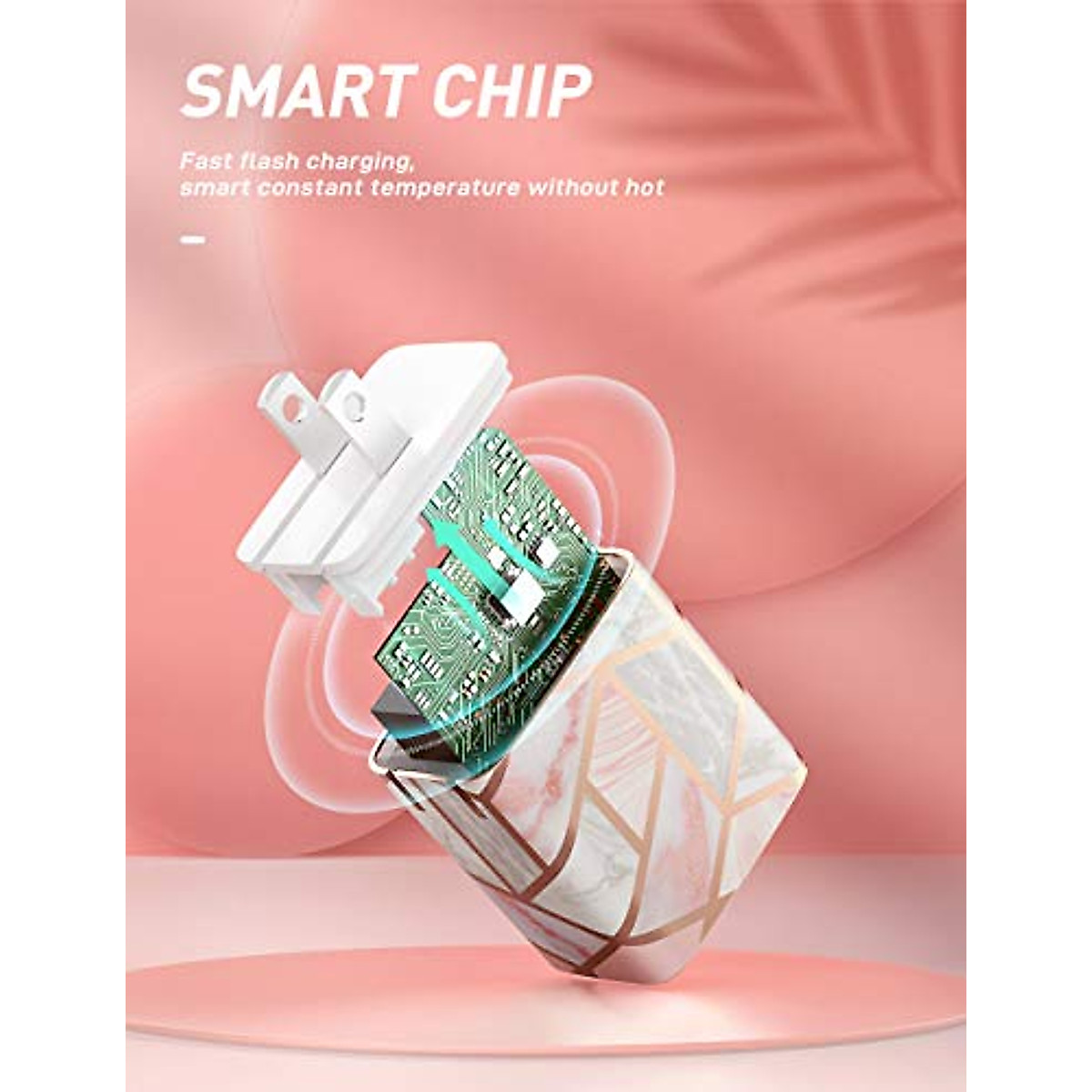 i-Blason Fast USB C Wall Charger, 20W PD 3.0 USB Foldable Compact Power Adapter with 2-Port Compatible with iPhone 14/ iPhone 13/iPhone 11/MagSafe Charger/iPad/Samsung Galaxy S23 (Marble)