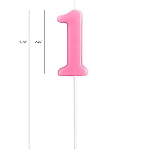 eusbon 1st Birthday Candle, 2.76” Big Size Number Candle for Cake Decoration, Birthday Party, Wedding Anniversary, Pink (Number 1)