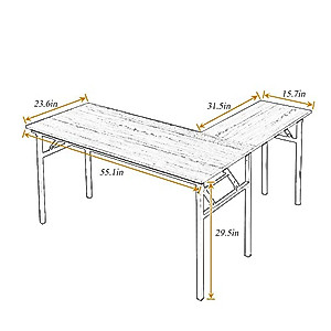 Need L Shaped Desk, Folding Computer Desk, 55 inches x 55 inches L Desk for Home Office, One-Step Assembly Foldable Table, White