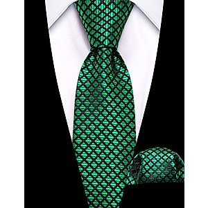 Barry.Wang Necktie Boy Silk Plaid Tie Set Father and Son Check Tie Set Hanky Engagement