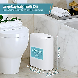 Bvdfgk Bathroom Trash Can Automatic Touchless - Motion Sensor Garbage Can Self Sealing with Lid, Smart Rechargable SlimTrash Bin, Electric Tall Trashcan for Toilet - 5.28 Gallon