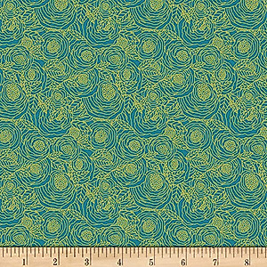 Art Gallery Fabrics Art Gallery Sage Primrose Field Fabric, Dark Teal