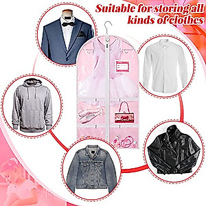 3 Pack Dance Garment Bag Pink Dance Costume Bags Kids Dress Bag with 4 Zipper Pockets 38 x 22 Inch Wardrobe Storage Bag Clear Window Garment Covers Recital Competition Bags for Dancer Girls Boys