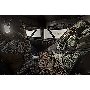 Hawk Mancave Archery Ground Blind, 4 Panoramic Windows, See-Through Mesh, Black Out Background, Water Resistant (HWK-FDGB)