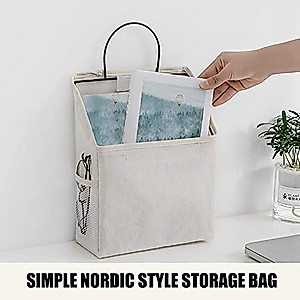 Qingsm 2 Pcs Wall-Hanging Storage Bags,Desktop Organizer Basket Cotton Linen Hanging Storage Basket for Kitchen,Bderoom,Living Room-Triangle