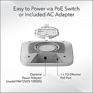 NETGEAR Wireless Desktop Access Point (WAX214PA) - WiFi 6 Dual-Band AX1800 Speed | 1 x 1G Ethernet PoE Port | 802.11ax | WPA3 Security | Up to 4 Separate SSID Networks | with Power Adapter