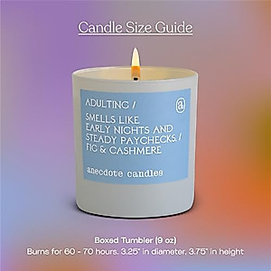 Anecdote 'Adulting' Coconut Soy Wax Candle Jar | Premium Hand Poured & Long Burning | Fig & Cashmere Scent | Phthalate-Free | for Home, Office, Gift - 9 Oz