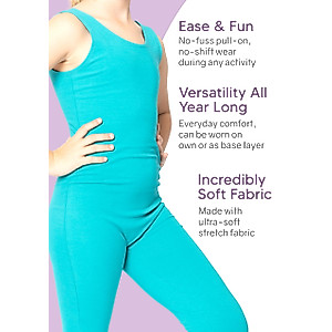 STRETCH IS COMFORT Girl's Cotton Tank Unitard Turquoise X-Large