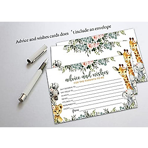 Yuansail Jungle Animals Advice And Wishes Cards For The Parents-To-Be, Baby Advice Cards For New Parents, Baby Shower Party Game,Decorations Party Supply，25 Cards(bb002-JYK 005)