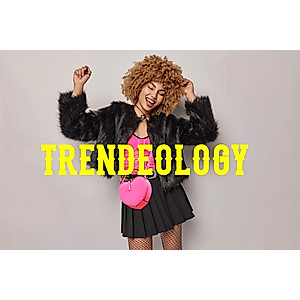 Trendeology Cute Heart Shape Girls Womens Vegan Leather Small Handle Satchel Crossbody Purse (Neon-Pink)