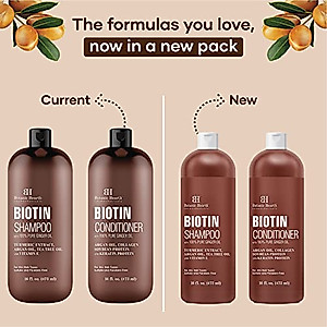 BOTANIC HEARTH Biotin Shampoo and Conditioner Set - with Ginger Oil & Keratin for Hair Loss and Thinning Hair - Fights Hair Loss, Sulfate Free, for Men and Women, (Packaging May Vary),16 fl oz each