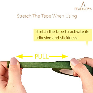 BEADNOVA Floral Tape 1/2inch Flower Tape Dark Green Floral Tape for Bouquets Floral Arranging Stem Wrap Craft (Dark Green, 30yards)