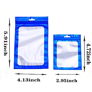 Enudood 50 resealable polyester film bags for storing and packaging party food, jewelry, lip gloss, eyelashes, party supplies, candy (Blue, 2.95 x 4.72 inches and 4.13 x 5.91 inches)