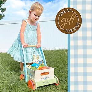 KIDS PREFERRED Beatrix Potter Peter Rabbit Wooden Garden Wagon and Plush Veggie Play Set, (24228)