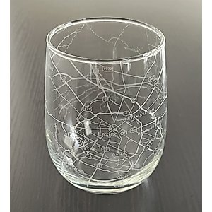 Stemless 17oz Wine Glass Urban City Map Lexington Kentucky