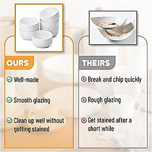 Brew To A Tea BTaT- White Cereal Bowls, Set of 6, 22 Ounces, itchen Bowls, Soup Bowls, White Bowls, Salad Bowls, Cereal Bowl, Salad Bowl Set, Microwave Safe Bowls, Rice Bowls, Bowls Set, Dinner Bowls