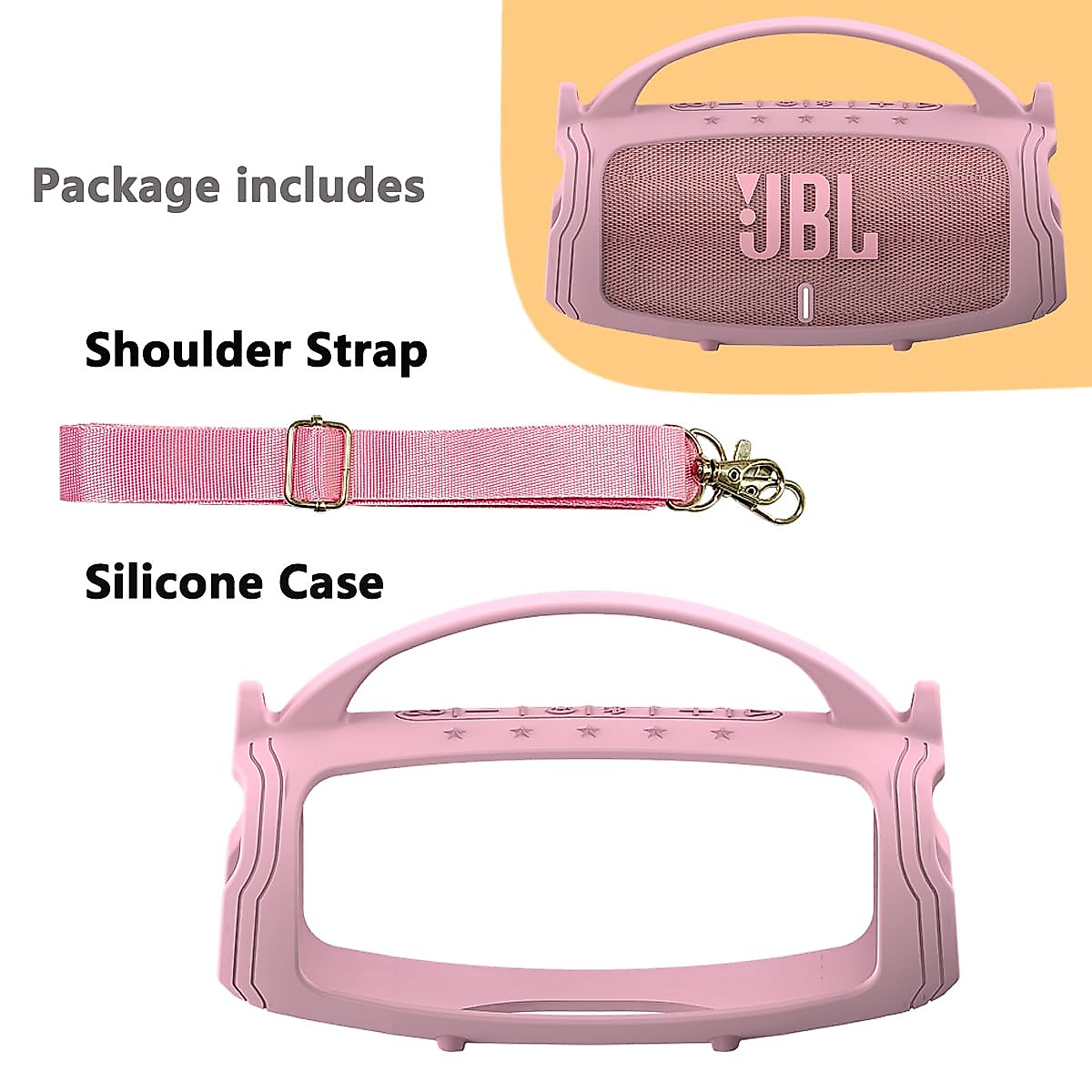Silicone Cover Case for JBL Charge 5 Portable Bluetooth Speaker, Protective Skin Case for JBL Charge 5 Portable Bluetooth Speaker Accessories(Only Pink Case)