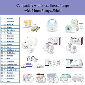 10PCS Flange Inserts 13/15/17/19/21mm for 24mm Flange/Shield of Most Pumps,Compatible with Momcozy/Medela/Elvie/Spectra/TSRETE/Willow/NCVI/kmaier Breast Pumps,Reduce 24mm Tunnel Down to Correct Size