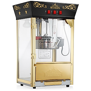 Olde Midway Movie Theater-Style Popcorn Machine Maker with 8-Ounce Kettle - Black, Vintage-Style Countertop Popper