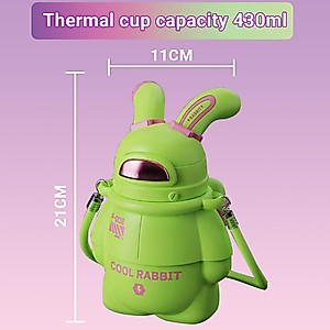 Huisvroe Space Moon Rabbit Stainless Steel Cup Trendy Large Capacity for Kids Ideal for School and Travel Great Gift Option Extraordinary insulation Keeps drinks hot or cold all day(White)