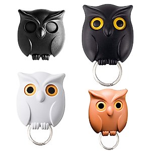 3PCS Owl Key Holder Cute Owl Key Holder Automatic Open Close Eyes Magnetic Night Owl Keying Holder Wall Mounted Owl Key Hooks with Wall Self-Adhesive Tape