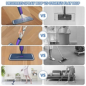 MEXERRIS Spray Mops Wet Dry Mops for Floor Cleaning Microfiber Hardwood Floor Cleaning Mop with Spray Dust Mops with 2 Refillable Bottle 4 Mop Pads Flat Mops for Laminate Wood Ceramic Floor Cleaning