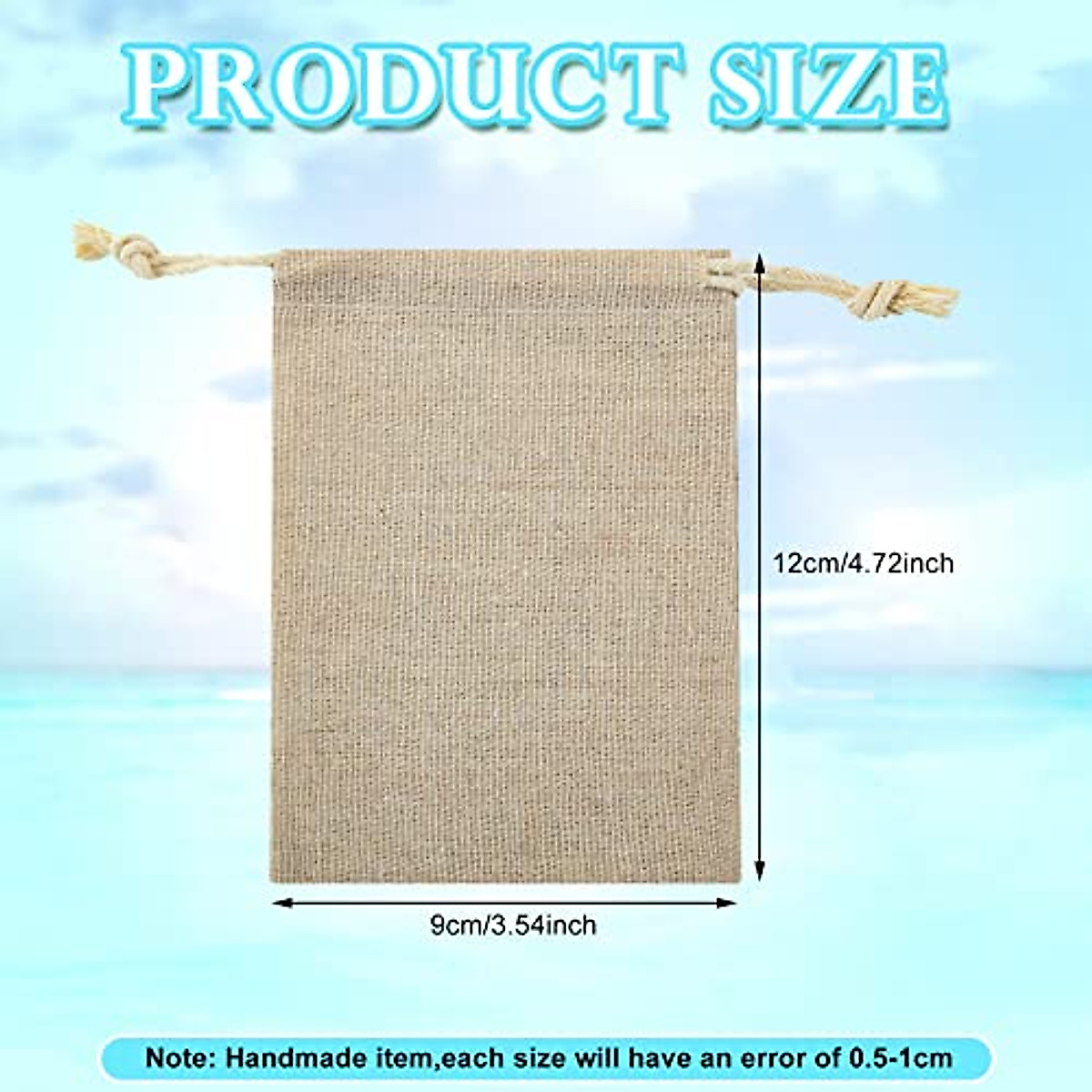 20 Pieces Sublimation Burlap Bags Sublimation Linen Burlap Drawstring Bag Sublimation Burlap Present Bags with Drawstring for Summer Favors Party DIY Craft Candy Bag