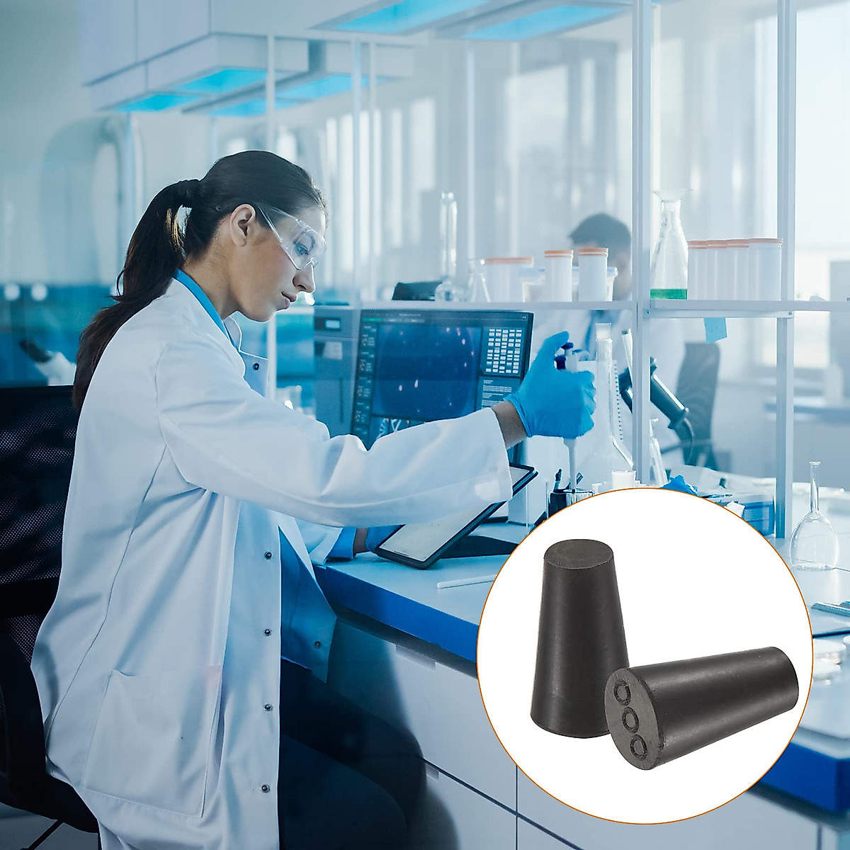 YOKIVE 10Pcs Rubber Stoppers, Tapered Plugs with High-Temperature Resistance | Protect Hole, Great for Lab Industry (Black, 8.2mm to 12.7mm)