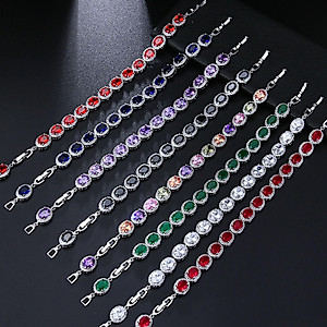 Hermosa Elegant Oval Gemstone Silver Bangle Bracelet with 1-Inch Extender Chain | Adjustable 7-8 Inches | Hypoallergenic Jewelry Gift for Women(Amethyst)