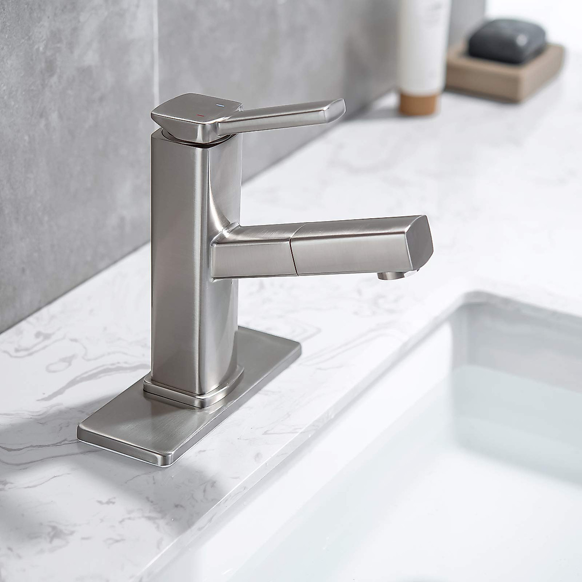 KAIYING 6" Hole Cover Deck Plate for Bathroom Vanity Sink, 3-to-1 Bathroom Faucet Escutcheon Plate, Rectangle, Stainless Steel (Brushed Nickel)