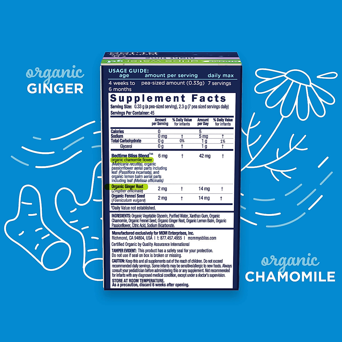 Mommy's Bliss Organic Gripe Water Night Time Gel for Newborns, Relieves Occasional Stomach Discomfort from Gas, Colic & Fussiness, 0.53 Ounce (Pack of1)