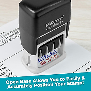 MaxMark Self-Inking Rubber Date Office Stamp with Received Phrase Blue Ink & Date RED Ink (Max Dater II), 12-Year Band