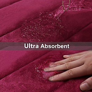 Buganda Memory Foam Bath Mat, 30" x 20", Ultra Soft and Non-Slip Bathroom Rugs, Water Absorbent and Machine Washable Bath Rug for Bathroom, Shower, and Tub, Burgundy