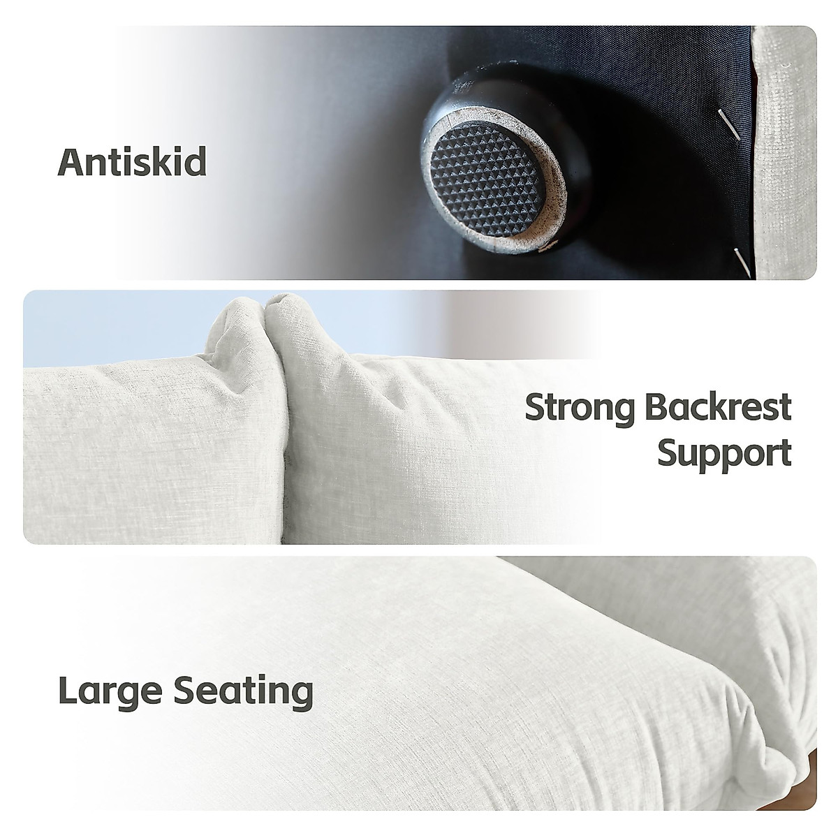 WJShome Modular Sectional Sofa,104" Chenilleyarn Minimalist Sofa Couch,3 Seater Convertible Couch Wide Living Room Sofa Sets for Office House，Beige