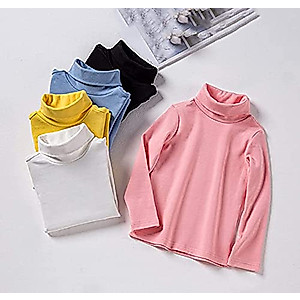 HAXICO Unisex Girls Boys Long Sleeve Crewneck T-Shirt Tee Toddler Turtleneck Cotton Basic Warm Tops Shirts 2-8 Years White