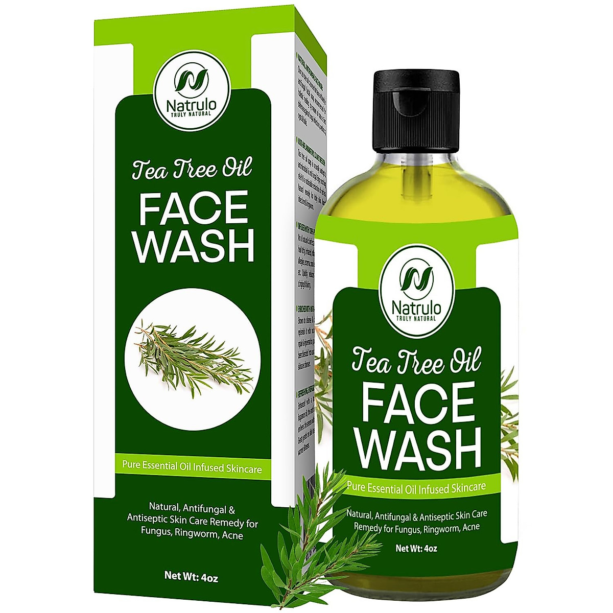 Tea Tree Oil Face Wash, 4oz – Tea Tree Soap Natural Skin Cleanser – Pure Essential Oil Infused Skincare Cleansing Face Soap, Made in USA