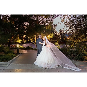 Lace Edge Cathedral Long Length Wedding Bridal Veil with Comb,White