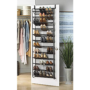 Whitmor 36 Pair Over-The-Door Rack-Gunmetal Gray Shoe Organizer