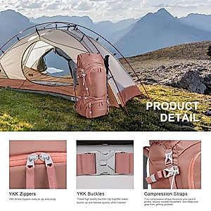 MOUNTAINTOP 60L Internal Frame Hiking Backpack for Women with Rain Cover for Camping Traveling Backpacking Pink