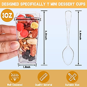 Vetory 50 Pack 3 oz Mini Dessert Cups,Plastic Dessert Cups with Lids and Spoons,Tall Square Clear Parfait Cups Appetizer Cups,Great for Tasting Party Desserts Appetizers Puddings Mousse