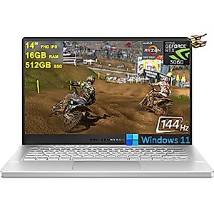 Asus ROG Zephyrus G14 Gaming Laptop 14" FHD IPS 144Hz Display AMD Ryzen 5000 Series Octa-Core Ryzen 7 5800HS (Beats i7-11370H) 16GB RAM 512GB SSD GeForce RTX 3060 6GB Backlit USB-C Win11 + HDMI Cable