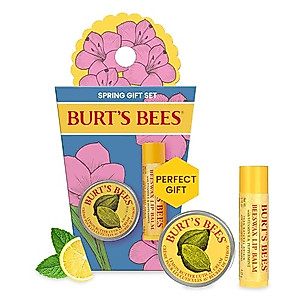 Burt's Bees Stocking Stuffers, Spring Surprise Set, Original Beeswax Lip Balm and Lemon Butter Cuticle Cream, Natural Origin Lip Moisturizer With Responsibly Sourced Beeswax Christmas Gifts, 2 Count