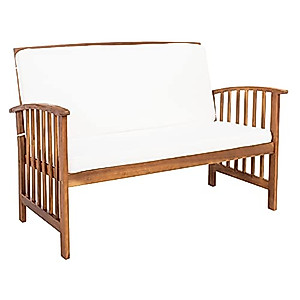 SAFAVIEH Outdoor Collection Rocklin Natural/ Beige 4-Piece Conversation Patio Set with Cushions