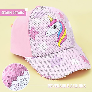 WAWSAM Kids Baseball Hat Unicorn Baseball Cap for Toddler Trucker Hat for Girls Ages 4-8 Adjustable Snapback Cap Pink