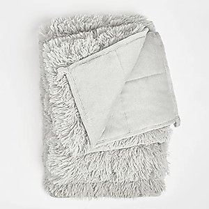 Sienna Fluffy Fleece Weighted Blankets for Adults Plush Fuzzy Warm Blanket Throw - Silver, 50" x 70" - 13.2lbs Heavy Blanket for Winter Reversible All-Season Summer Fall