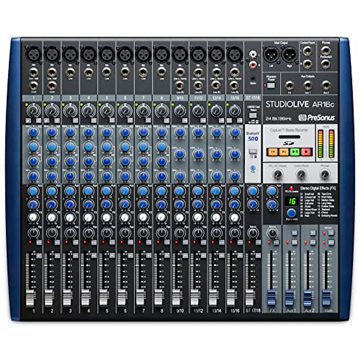 PreSonus StudioLive AR16c 18-Channel USB-C Hybrid Digital/Analog Performance Mixer, Unpowered