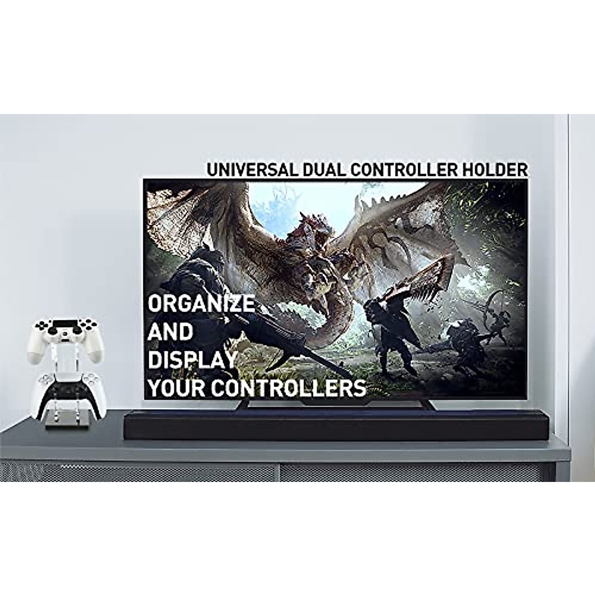 OAPRIRE Universal Dual Controller Holder for PS4 PS5 Xbox ONE Switch, Controller Stand Gaming Accessories, Build Your Game Fortresses (Crystal Black)