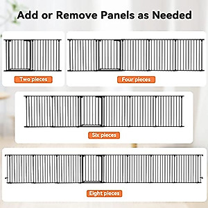 COMOMY 198" Baby Gate Extra Wide, Dog Gate Pet Gate for House Stairs Doorways Fireplace, Adjustable 3 in 1 Play Yard Child Safety Gate, Auto Close, Hardware Mounted (30" Tall, Black)
