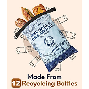 2 Pack Bread Bags for Homemade Bread, Reusable Sourdough Bread Bags for Fresh Keeping, Beeswax Bread Bags for Sourdough with Lining & Zipper, Freezer Safe & BPA Free, for Gift Giving, White & Blue