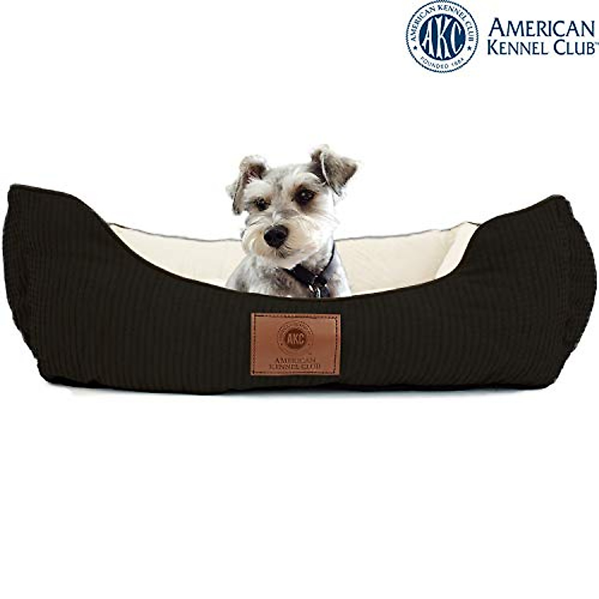 American Kennel Club Small Black Dog Bed, Solid Weave Cuddler, AKC Pet Cuddler, 26"